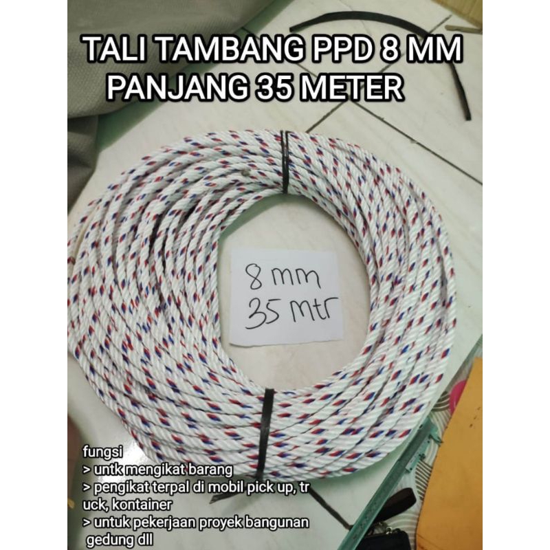 Jual TALI TAMBANG PPD 8 MM PANJANG 35 METER SERBAGUNA MURAH | Shopee ...