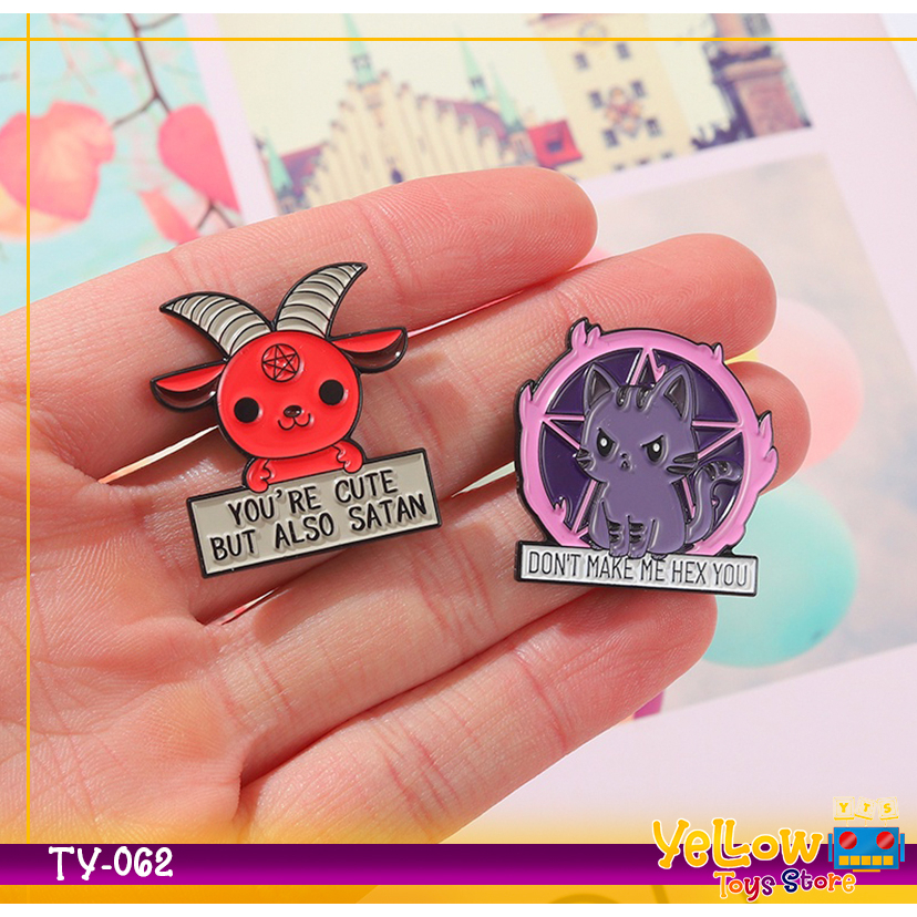 Jual Bros Pin Enamel Desain Cute Satan Cat TY062 | Shopee Indonesia