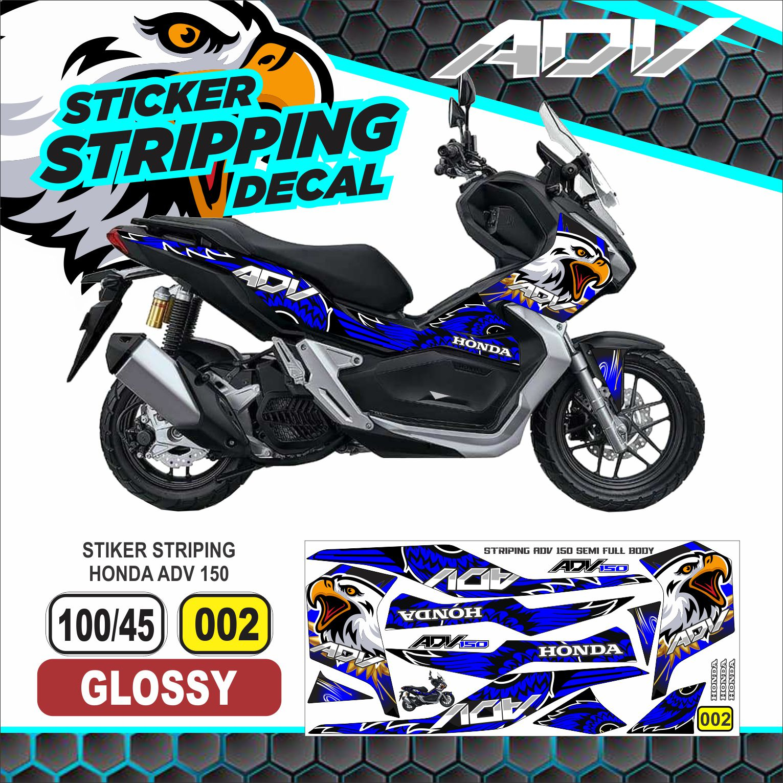 Jual striping variasi Honda ADV 150 /sticker decal motor ADV 150 ...