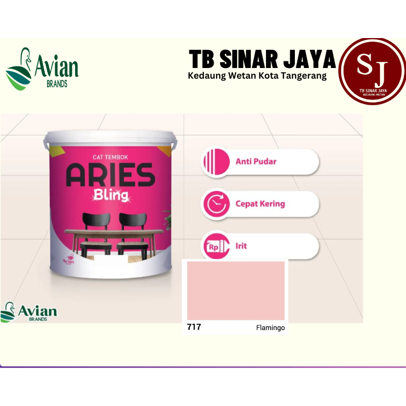 Jual Cat Tembok Interior ARIES BLING Avian Kemasan 5kg - 717 FLAMINGO | Shopee Indonesia