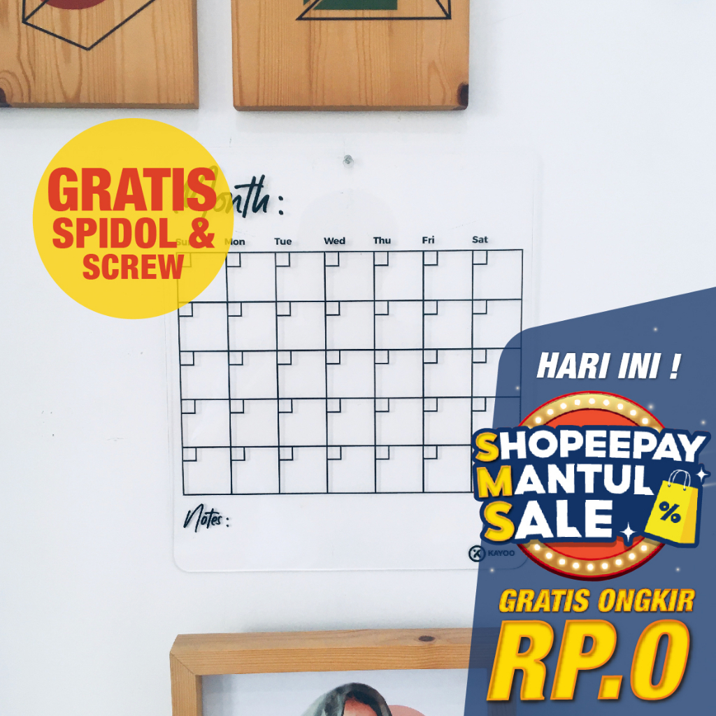 Jual Acrylic Monthly Weekly Planner /Akrilik Monthly Planner/Weekly ...