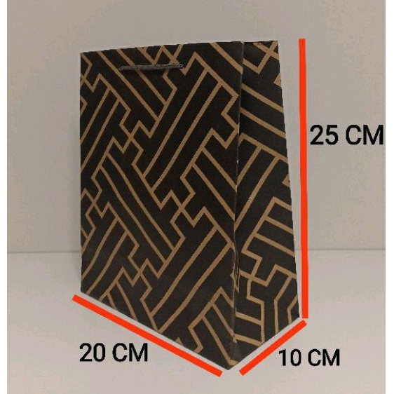 Jual Paper bag R6 Motif Garis Hitam Coklat size 20 x 10 x 25 ( P x L x ...