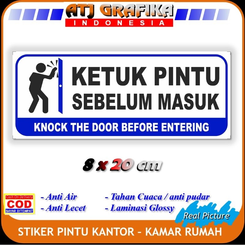 Jual stiker new ketuk pintu sebelum masuk sticker pintu kantor rumah ...
