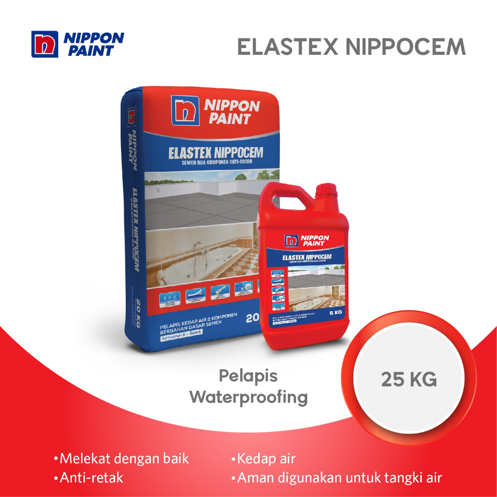 Jual ELASTEX NIPPOCEM-25KG SET-CAT PELAPIS WATERPROOFING | Shopee Indonesia