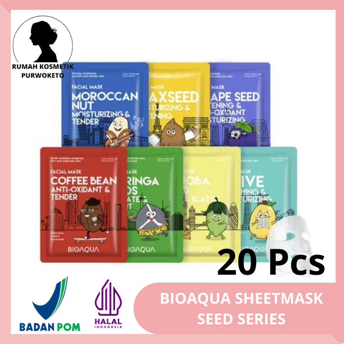Jual BIOAQUA Sheet Mask 20 Pcs Masker Wajah Biji Buah Face Mask 25ml BPOM ORIGINAL | Shopee ...