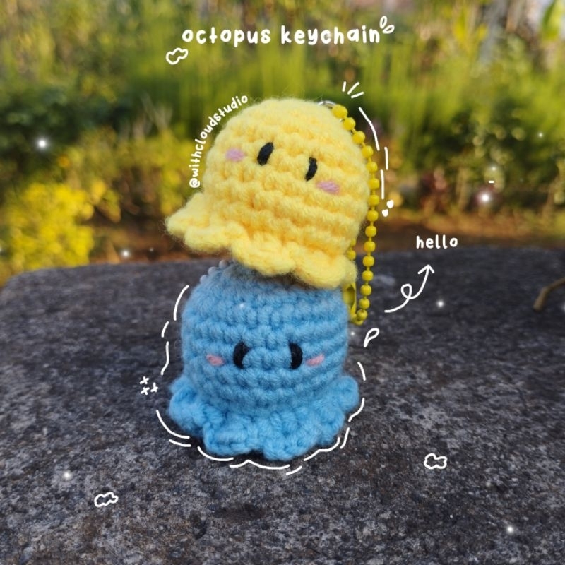 Jual (Real pict 100%) Mini Octopus keychain | Gantungan Kunci/Tas Rajut ...