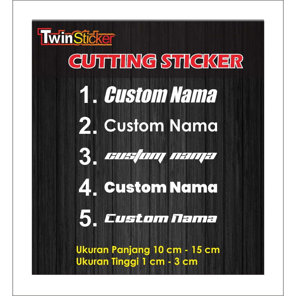 Jual Sticker Stiker Cutting CUSTOM NAMA Unik Latin Hologram Request ...