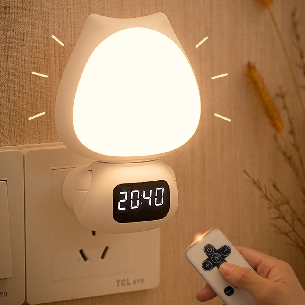Jual Lampu Tidur Model Kucing LED Wireless Lampu Tidur Jam Remote ...