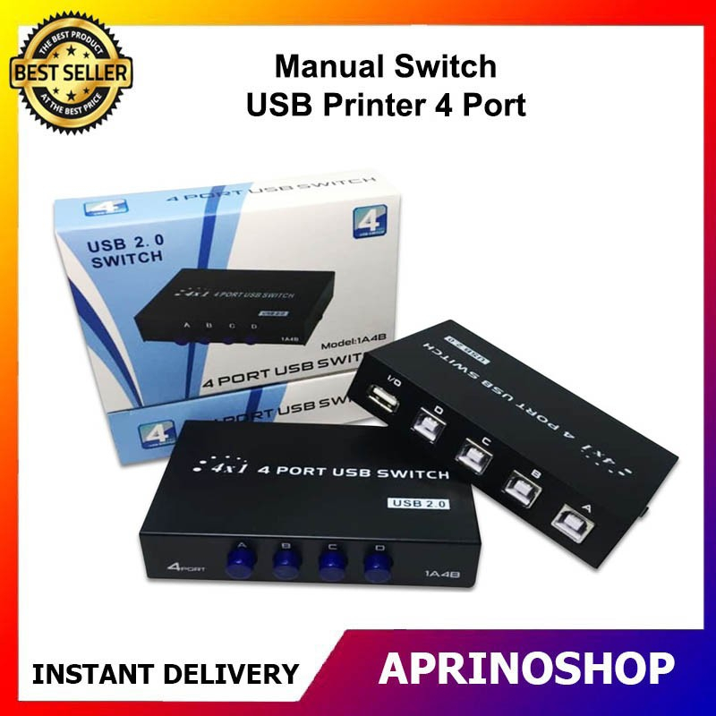 Jual USB Printer Switch 4 Port HUB USB 2.0 Printer Sharing 1 In 4 Out | Shopee Indonesia