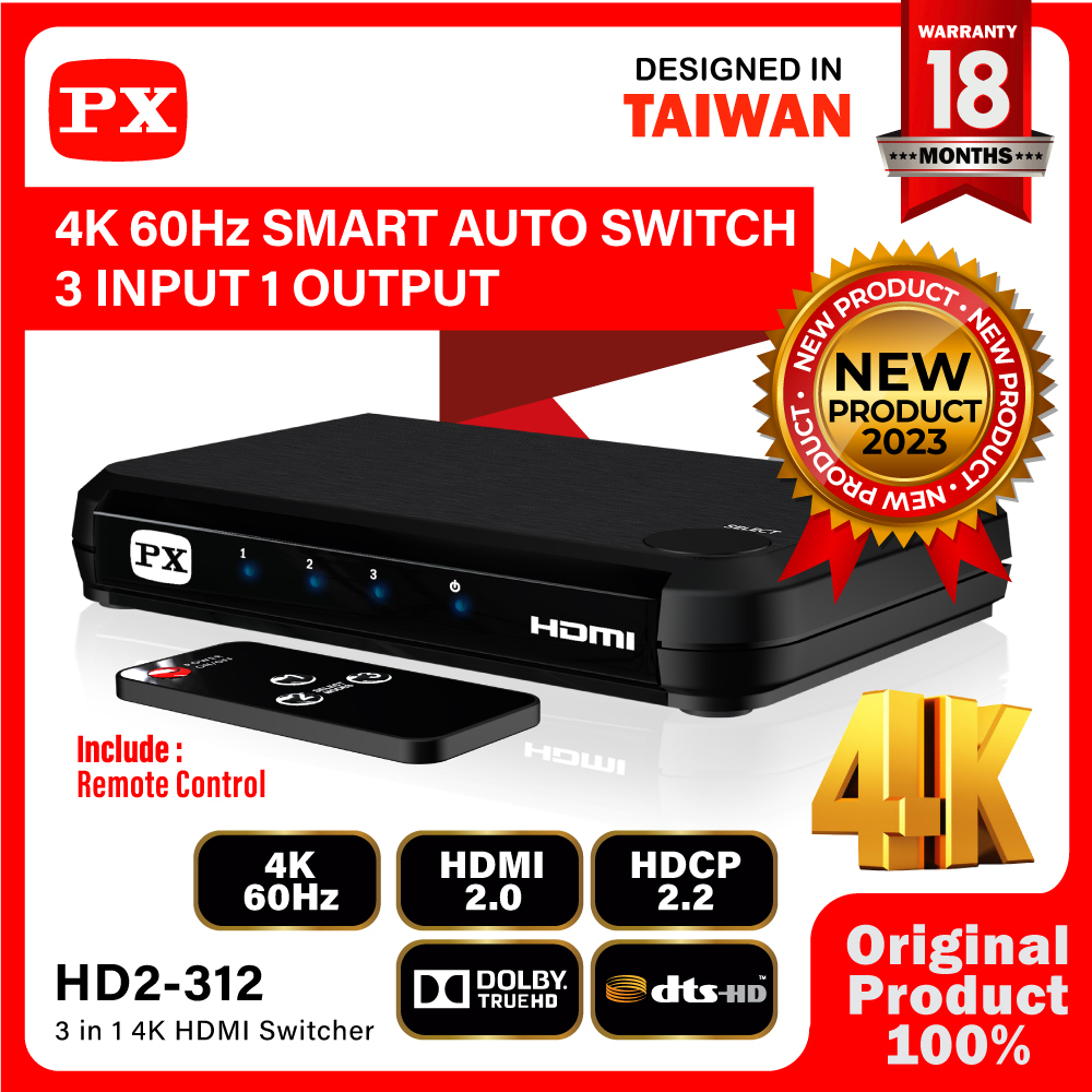 Jual HDMI Switcher Audio Video 4K Adapter 3 Input 1 Output 3 port PX ...
