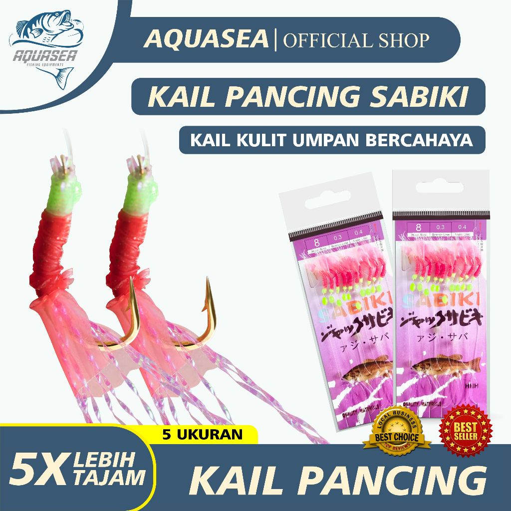 Jual AQUASEA - 6 In 1 Kail Umpan Pancing Sabiki Kotrekan Dengan Kilap ...
