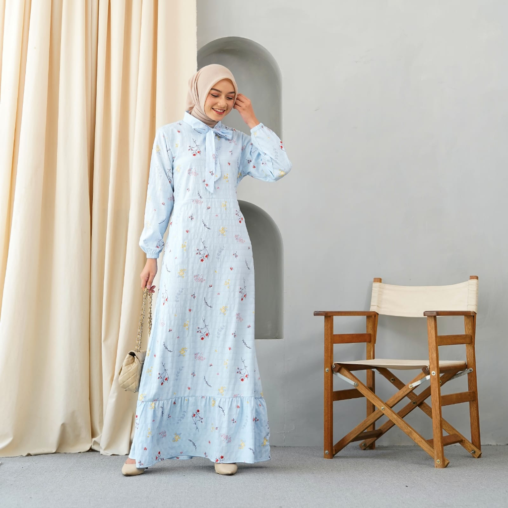 Jual Dress Korean Style Gamis Cringkle Lattecia KVG Modesty | Shopee ...