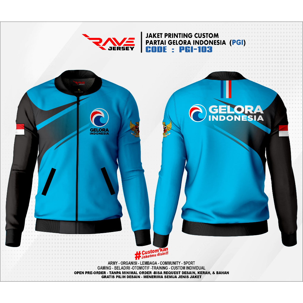 Jual JAKET PARTAI GELORA FULL PRINTING SUBLIMATION CUSTOM (DESAIN SUKA ...