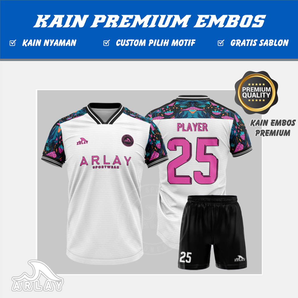 Jual JERSEY FUTSAL ARLAY KEREN PRINTING CUSTOM - BAJU BOLA WARNA PUTIH ...