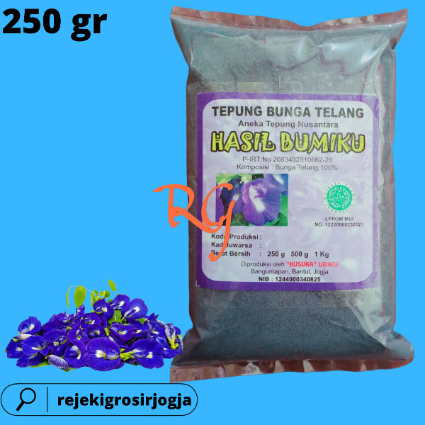 Jual Tepung Bunga Telang Organik murni kemasan 250 GRAM/Bubuk Bunga ...