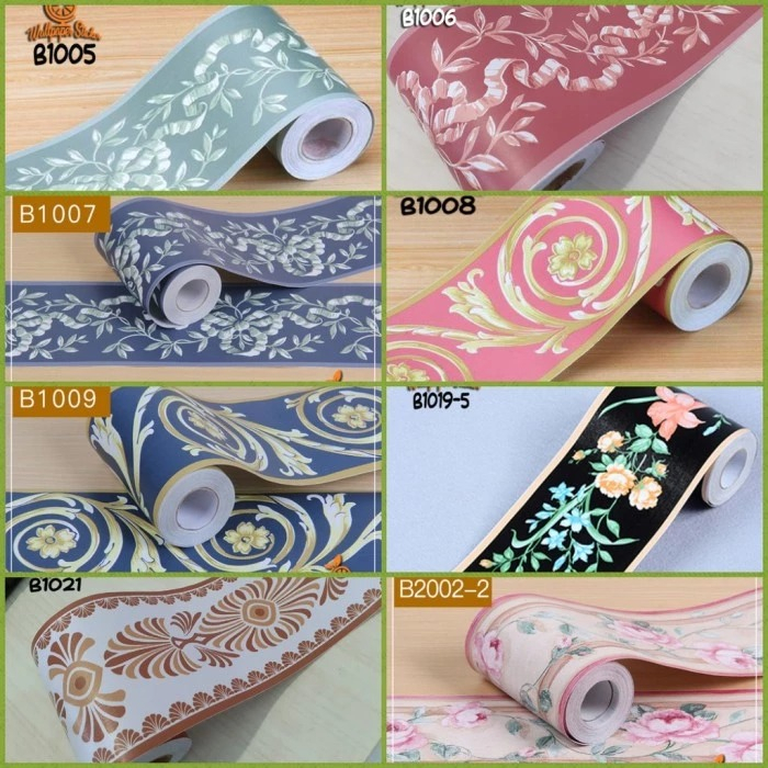 Jual Border list Motif Bunga Wall Border List Wallpaper Stiker Glossy ...