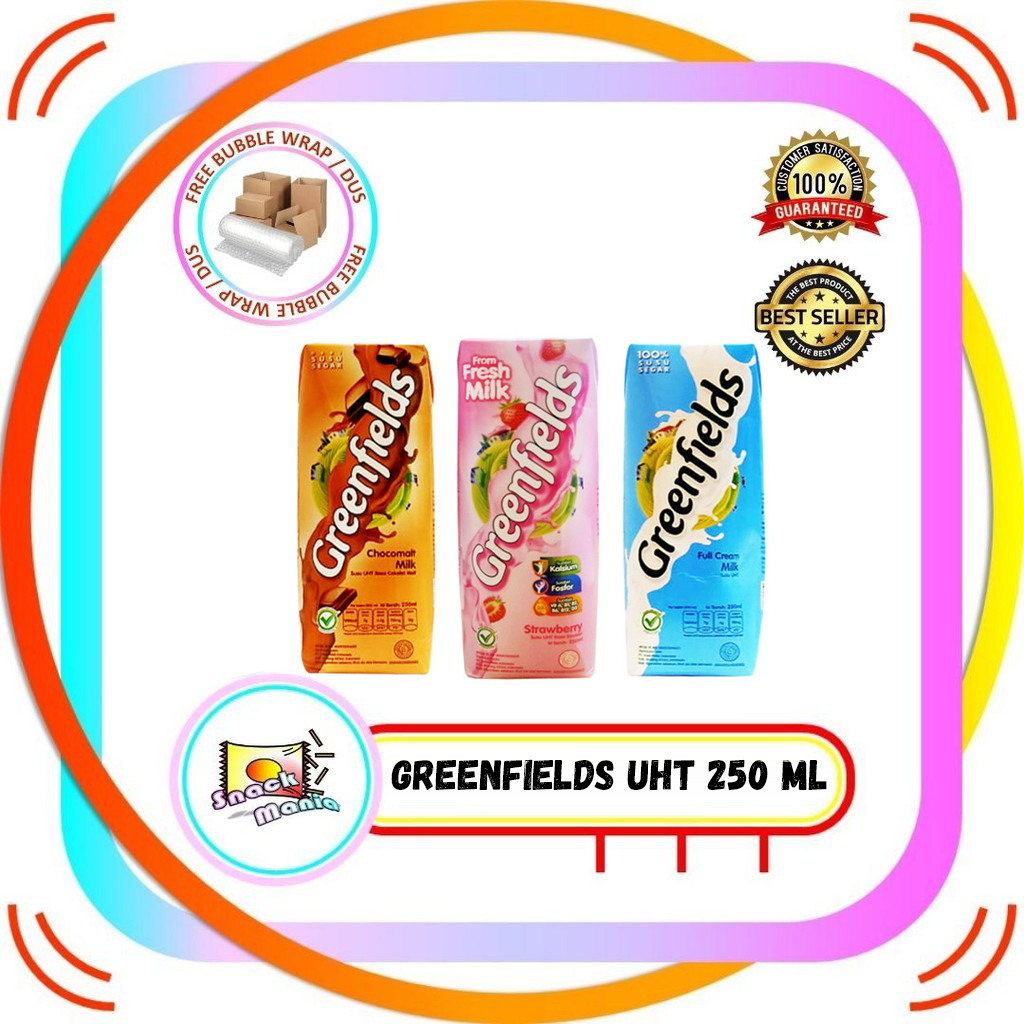Jual Susu UHT Greenfield Greenfields 250 ml Full Cream - Chocolate - Strawberry Milk | Shopee ...