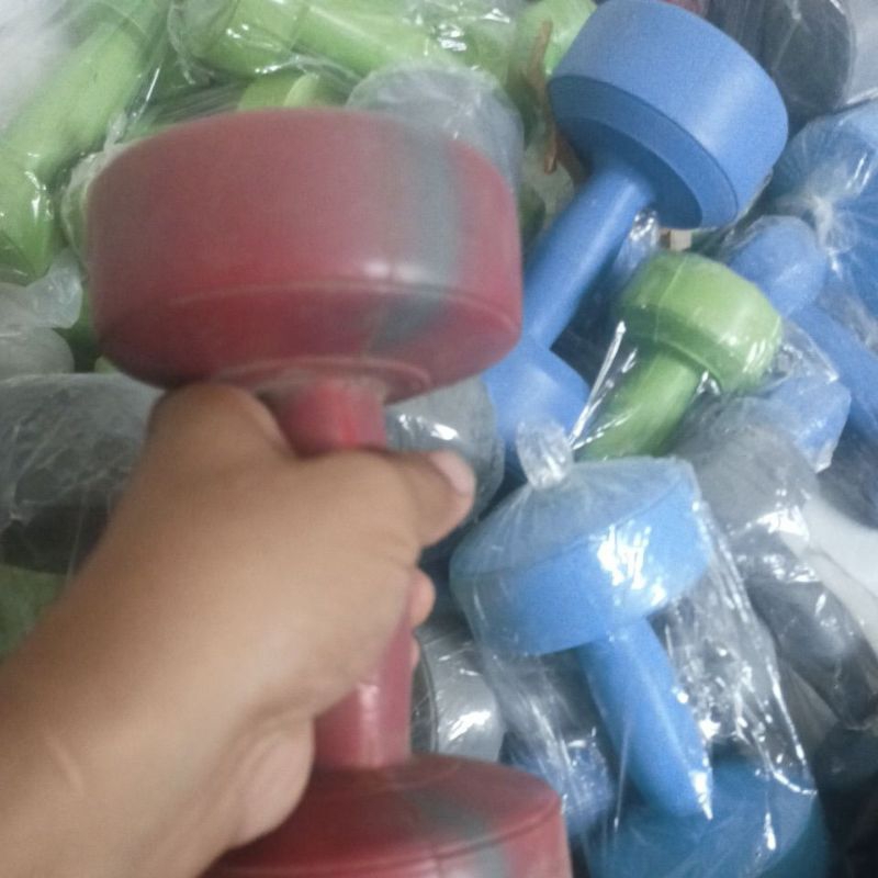 Jual Dumbell atau Barbel Plastik 2KG Pemberat Tangan Senam Gym Fitnes ...