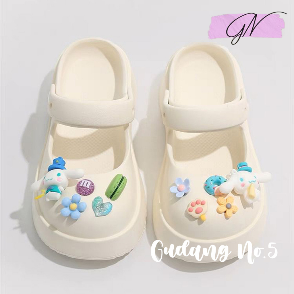 Jual GN-2308-9 Sandal Selop Sandal Crocs Fashion Wanita Dengan Jibbitz ...