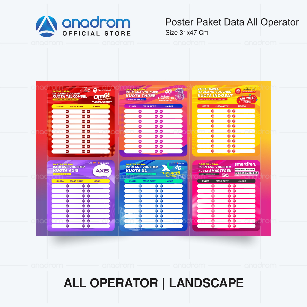 Jual Poster Paket Data All Operator | Poster Hiasan Konter Ponsel ...