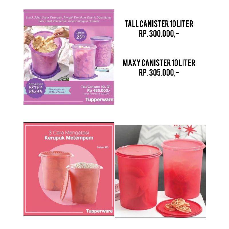 Jual Harga untuk 1 pcs Tall canister tupperware ukuran 10 liter ...