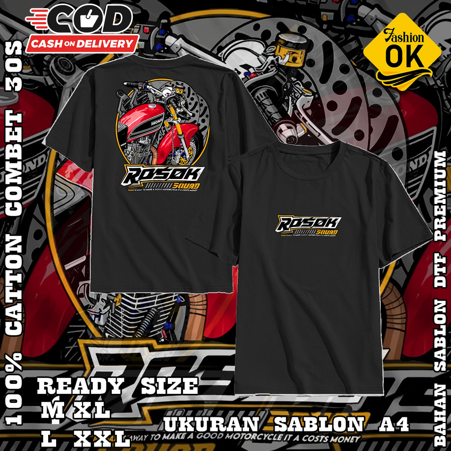 Jual Kaos Racing Honda Rosok Squad CB GL Baju Distro Motor Herex Honda Gank Tshirt Otomotif ...