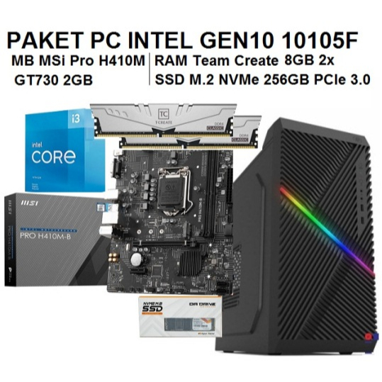 Jual PC Intel GEN10 Core i3 10105F MSi H410M RAM8GB SSD VGA GT730 2GB ...