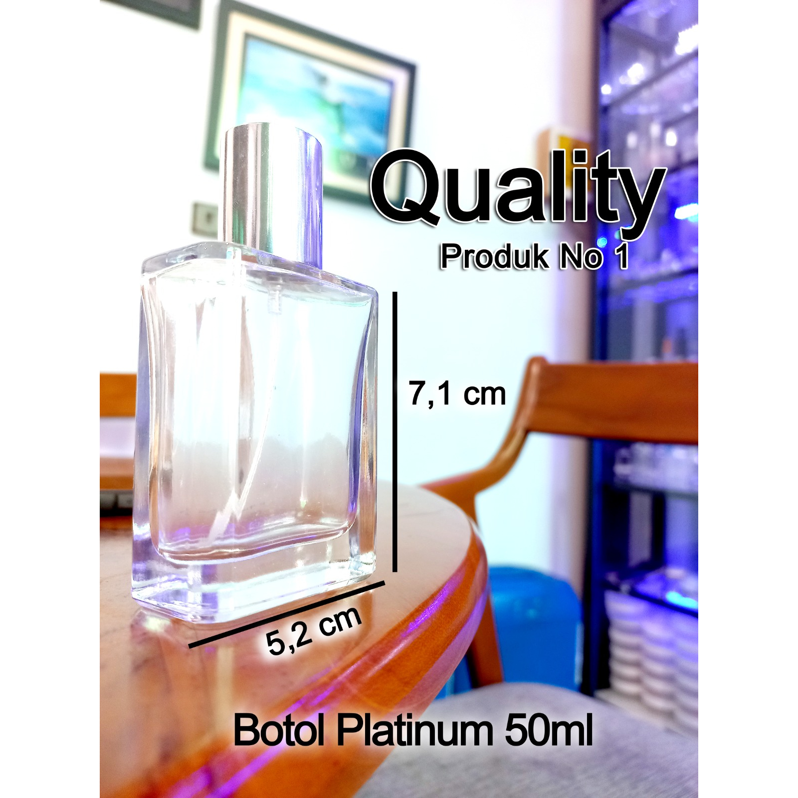 Jual Botol parfum petak Platinum press/Tutup silver/botol kaca 50ml ...