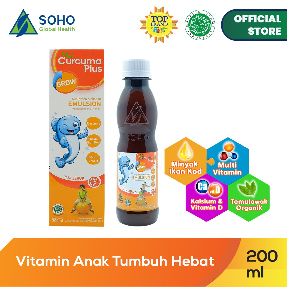 Jual Curcuma Plus Grow Emulsion 200ml Vitamin Anak Kurkuma Plus ...