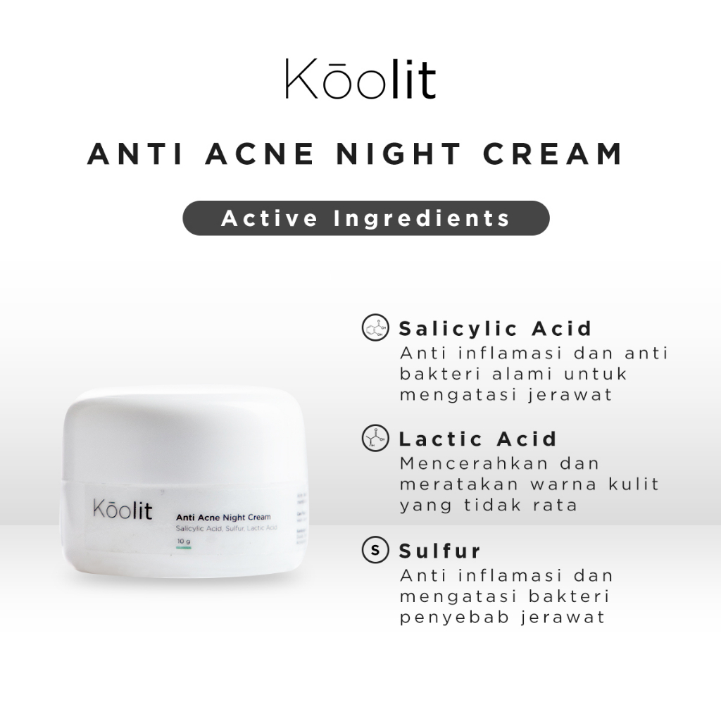 Jual Koolit Anti Acne Night Cream 10g | Mengatasi Jerawat | Shopee ...
