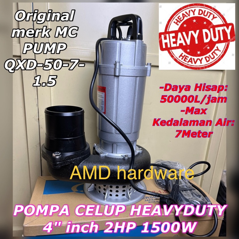 Jual Mesin Pompa Celup HEAVY DUTY 4" inchi 2 HP Submersible MC Pump ...