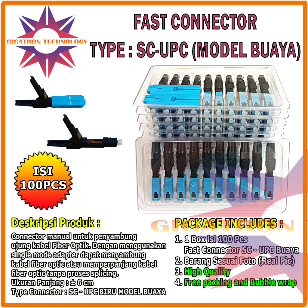 Jual 1Box/100Pcs Fast Connector SC UPC Buaya / Fiber Optik FTTH Fast ...