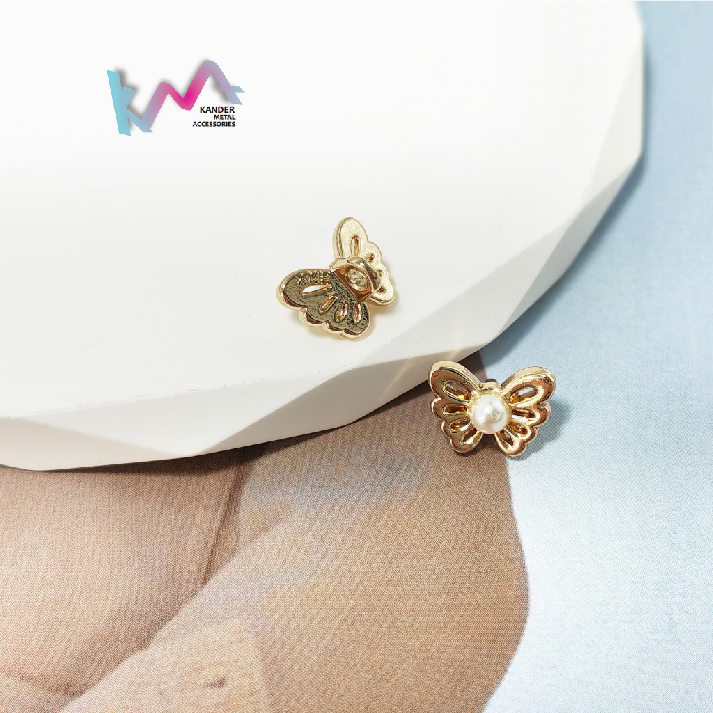 Jual KANDER Alloy Tiny Button 10.5mm Kancing Hias Butterfly Kancing ...
