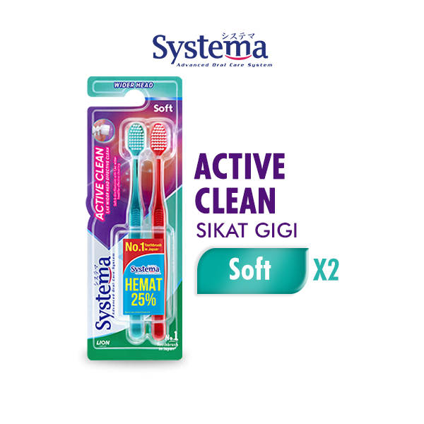 Jual Systema Sikat Gigi Active Clean Soft Pack Isi 2 Pcs | Shopee Indonesia