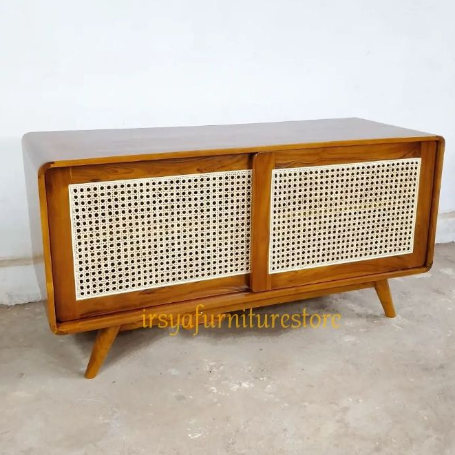 Jual Meja Tv Kayu Jati - Bufet Tv Pintu Sliding - Meja Tv Pintu Rotan ...