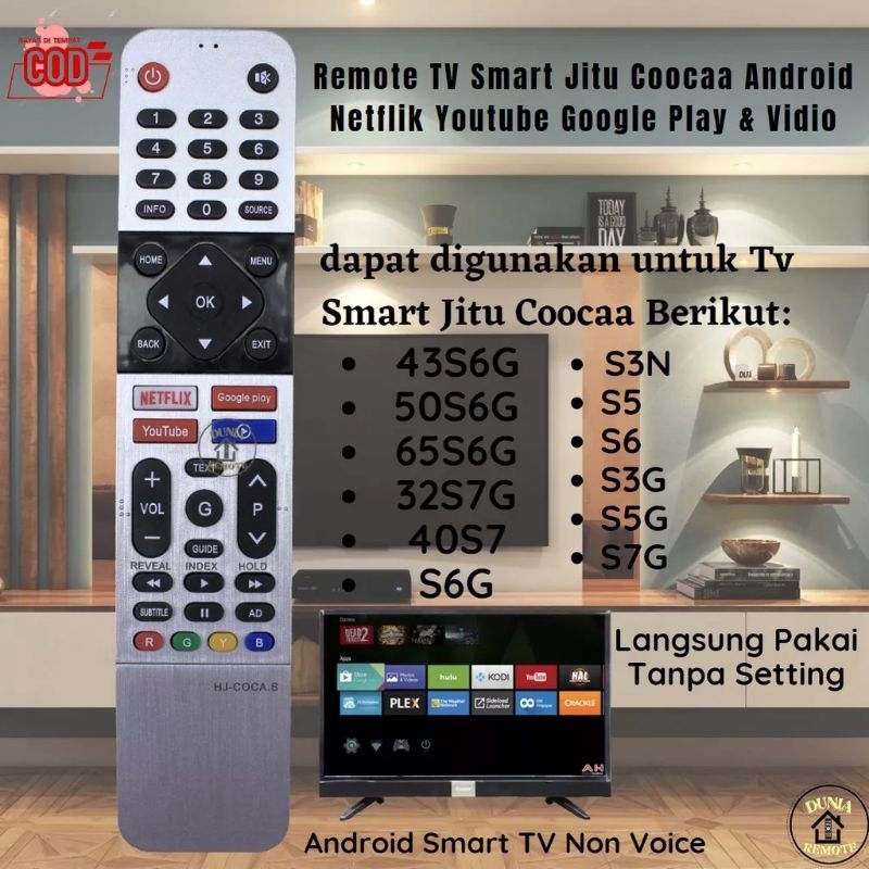 Jual REMOTE SMART TV COOCAA LCD LED ANDROID SKYWORTH SMART JITU TV-CC ...