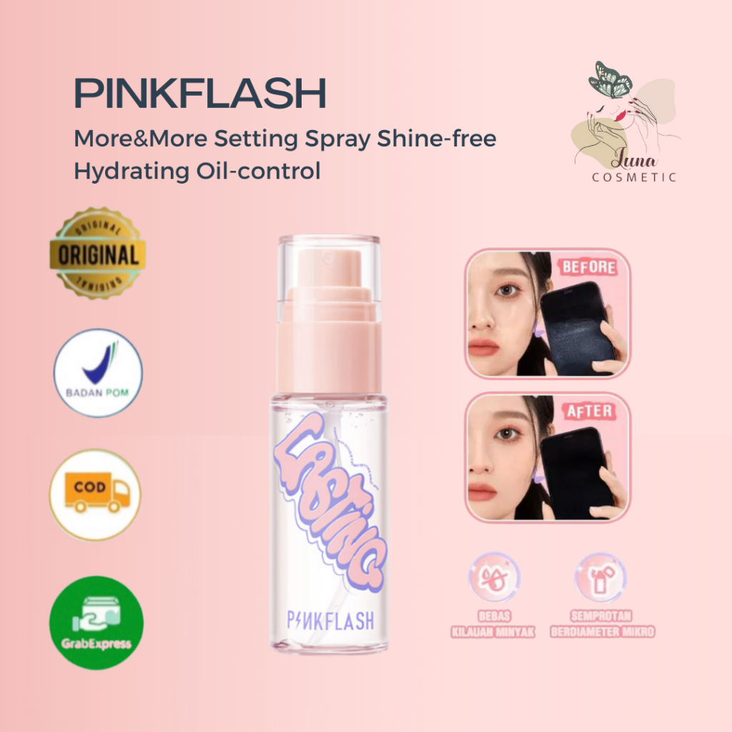 Jual PINKFLASH More&More Setting Spray Shine-free Hydrating Oil-control Matte Extend makeup wear ...