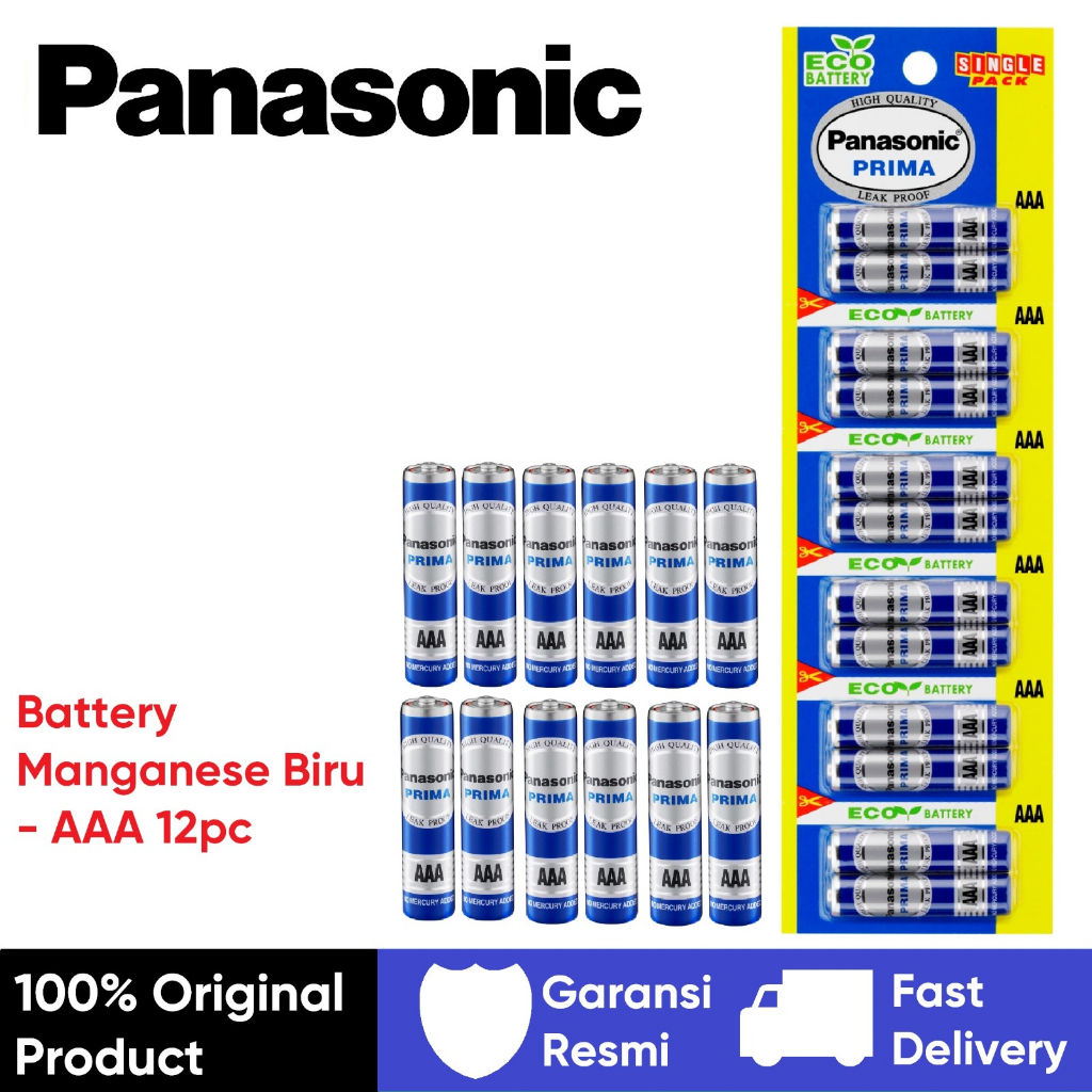 Jual Baterai Panasonic AAA Manganese Biru Battery Manganese Size A3 ...