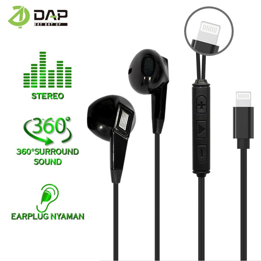 Jual Headset DAP DH-F18 Wired Headset Lightning Connector Earphone ...