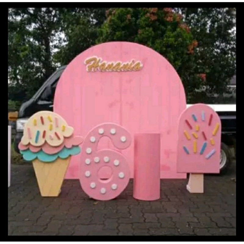 Jual Backdrop tema ice cream full set | Shopee Indonesia
