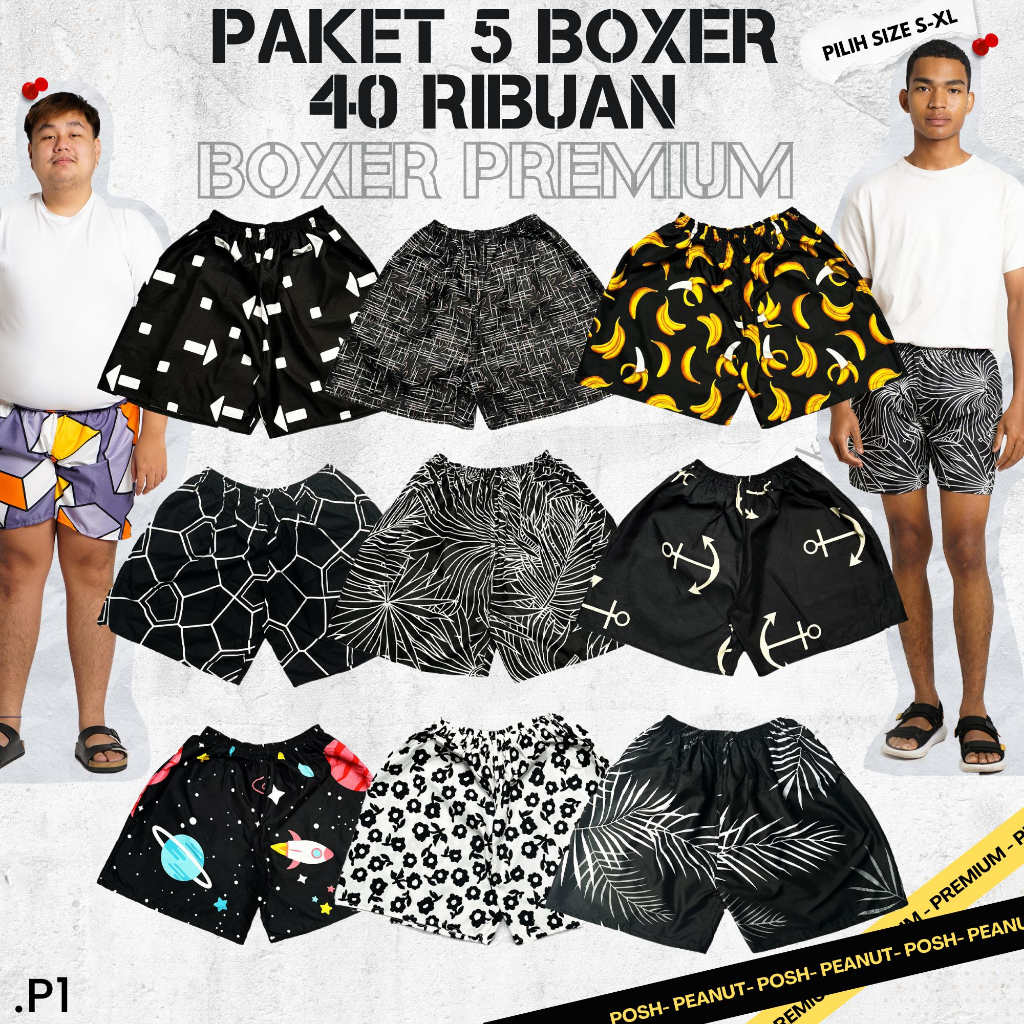 Jual PAKET 5 PCS BOXER PREMIUM PRIA WANITA MOTIF BEST SELLER | Shopee ...