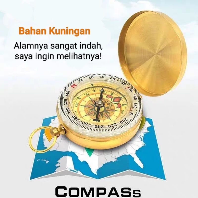 Jual Kompas Bidik Bahan Kuningan High Quality/Kompas Lensa Brass ...