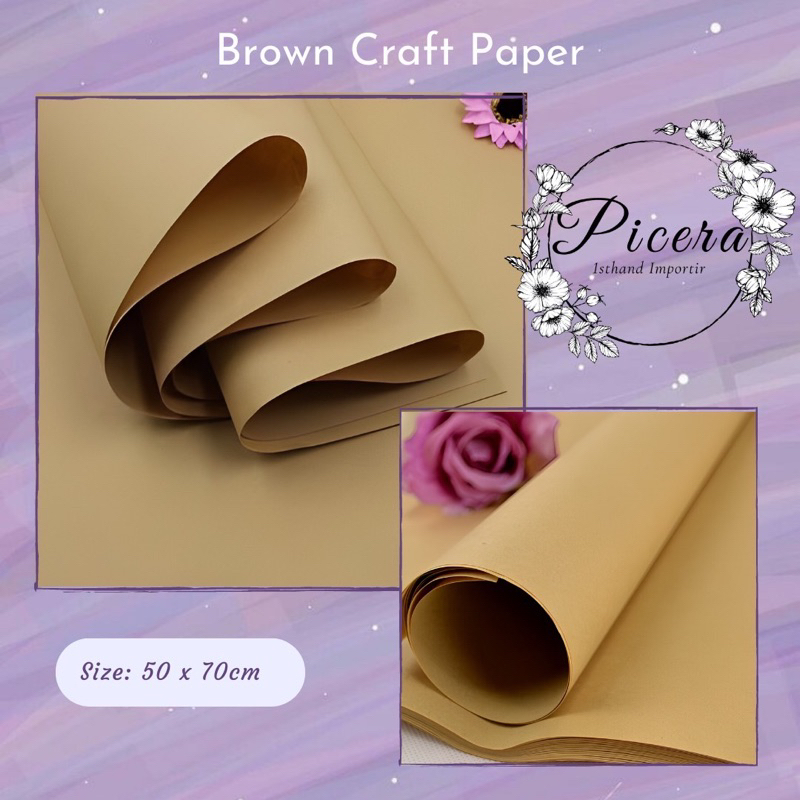Jual Flower Wrapping Paper Brown Craft Plain Cellophane Kertas Bungkus ...