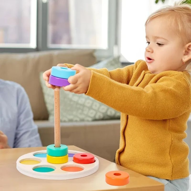 Jual wooden rainbow stack/mainantumpuk kayu warna | Shopee Indonesia