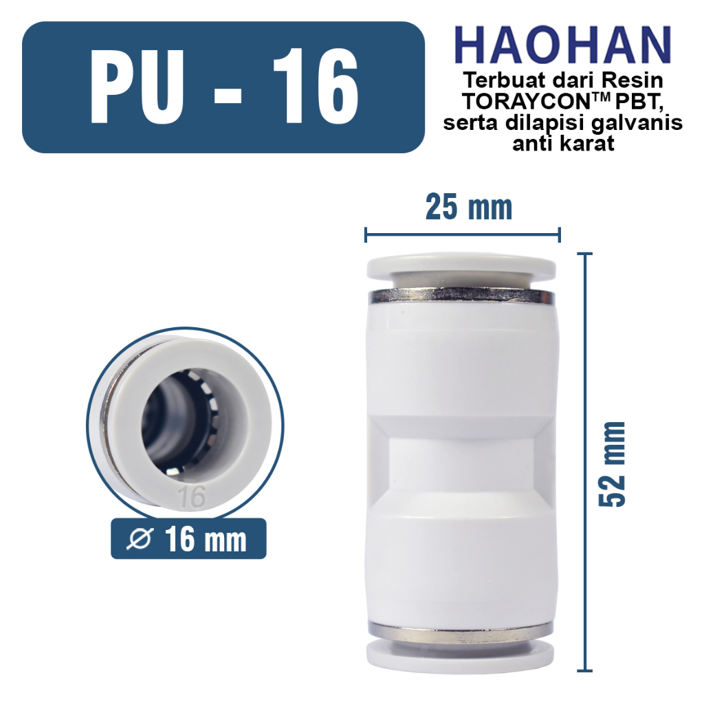 Jual PU Pneumatic Deducer Slip Lock Joiner Fltting Konektor Selang PU Push In Quick Connector ...