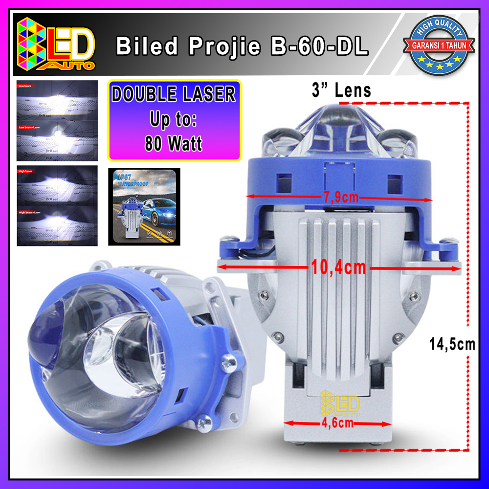 Jual BLed B-60DL Lampu Double Laser Biled Projector Projie Mobil High ...