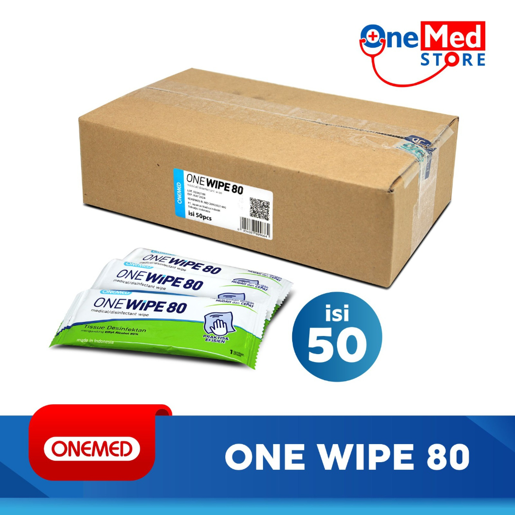 Jual One Wipe 80 Box isi 50 pcs Tissue Desinfektan OneMed OJ | Shopee ...
