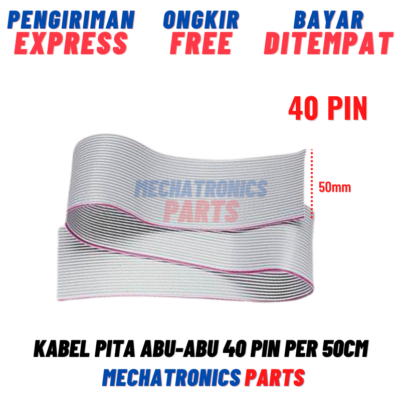 Jual 40P FC FLAT CABLE / KABEL PITA ABU - ABU IDC 40 PIN 0,5 METER 0,5M 50CM | Shopee Indonesia