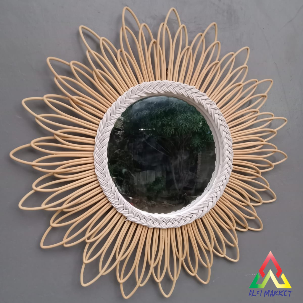 Jual Cermin Rotan Sintesis Natural | Cermin Anyaman | Aesthetic Mirror ...