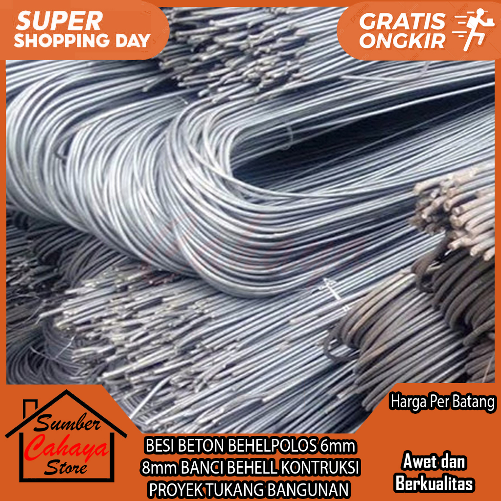 Jual BESI BETON BEHELPOLOS 6mm 8mm BANCI BEHELL KONTRUKSI PROYEK TUKANG ...